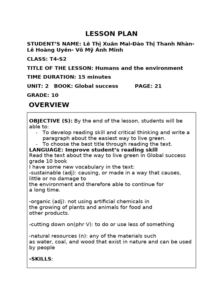 Group 9-lesson plan (1) (1) | PDF