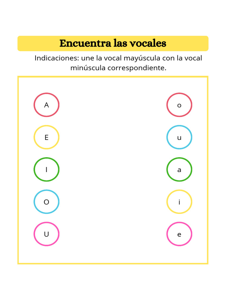 Hoja de Trabajo Encuentra Las Vocales Divertido Colorido | PDF