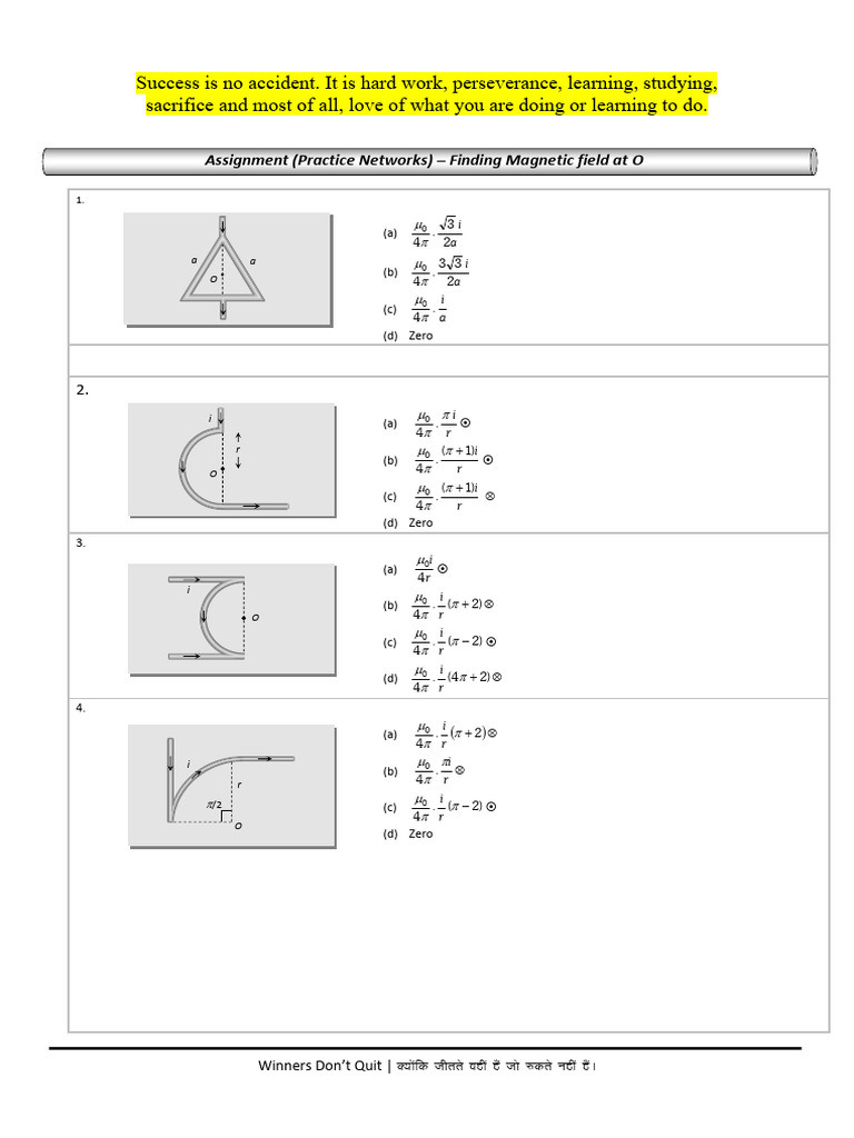 Assignment Class 12 Magnetic Field | PDF