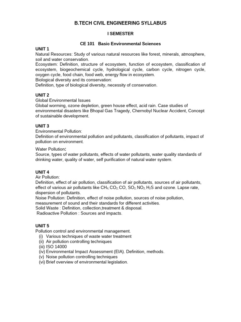 B.tech Civil Engineering Syllabus Jan 2012 | PDF