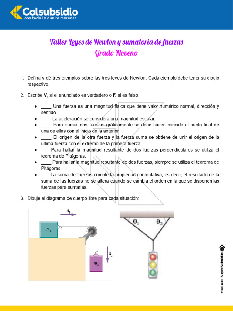 Taller Leyes de Newton y fuerzas.docx | PDF