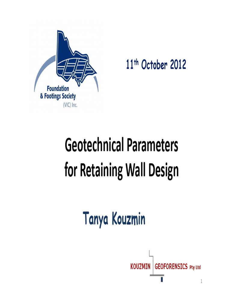 Geotechnical Parameters For Retaining Wall Design | PDF | Geotechnical ...