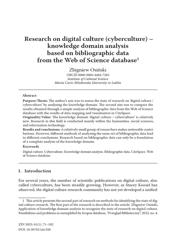 Analysis of Digital Culture Research Trends | PDF | Data | Science