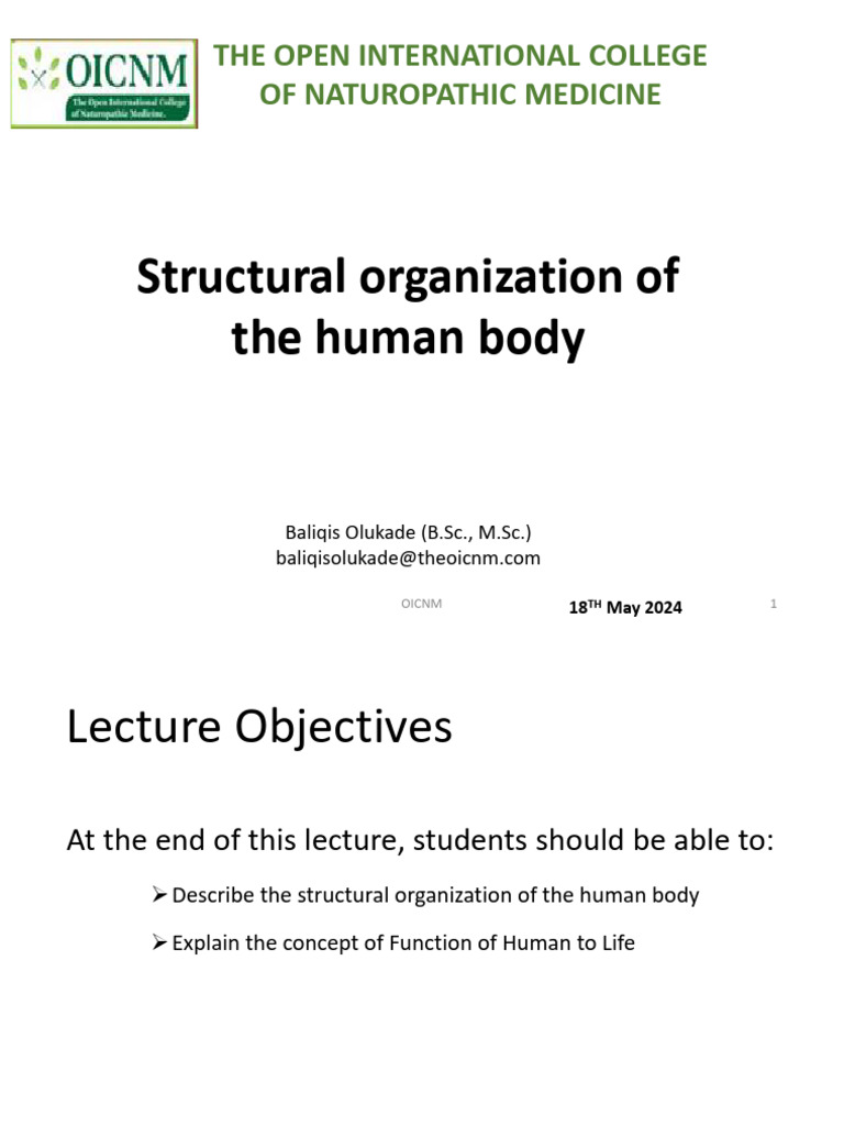 BMS 101 - Structural Organization of The Human Body | PDF