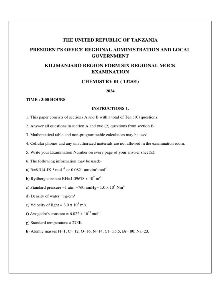 Chemistry Mock | PDF