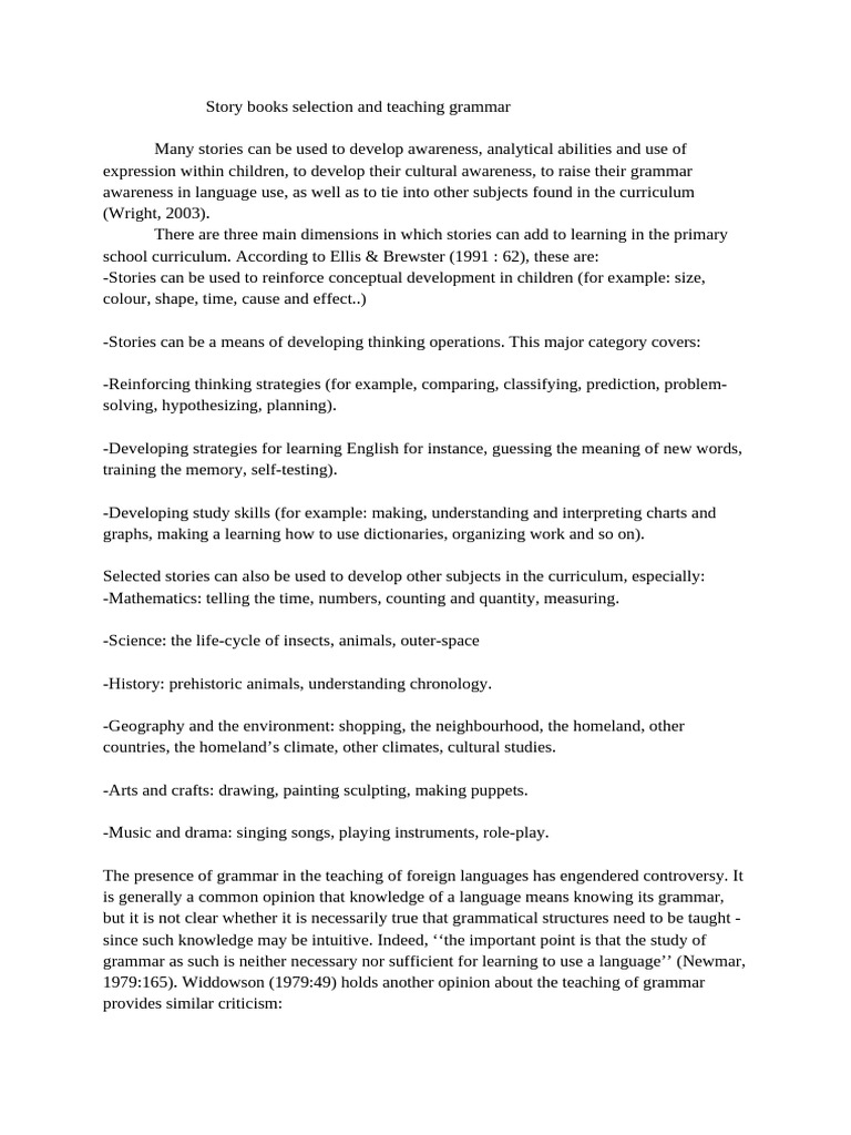 Storybooks & Grammar in Education | PDF | Grammar | Learning