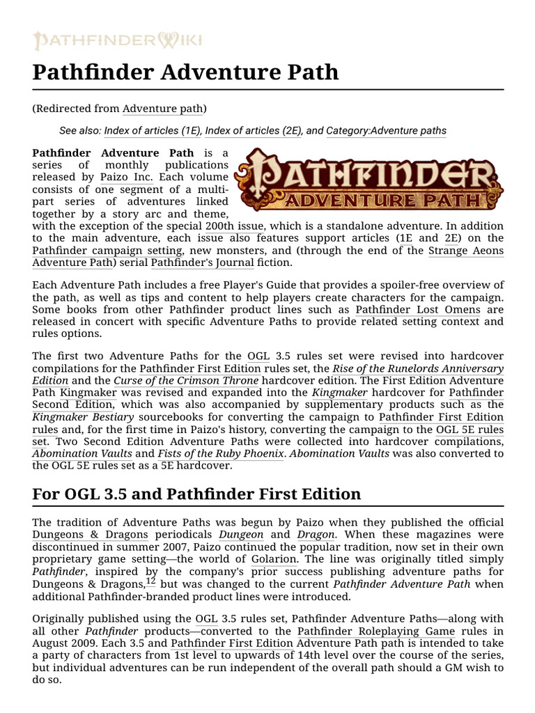 Pathfinder Adventure Path - Pathfinderiki | PDF