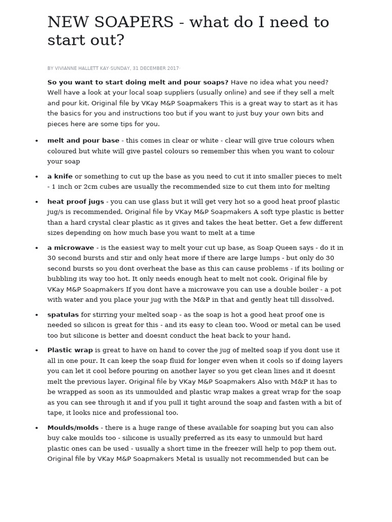 01 NEW SOAPERS What Do I Need To Start | PDF