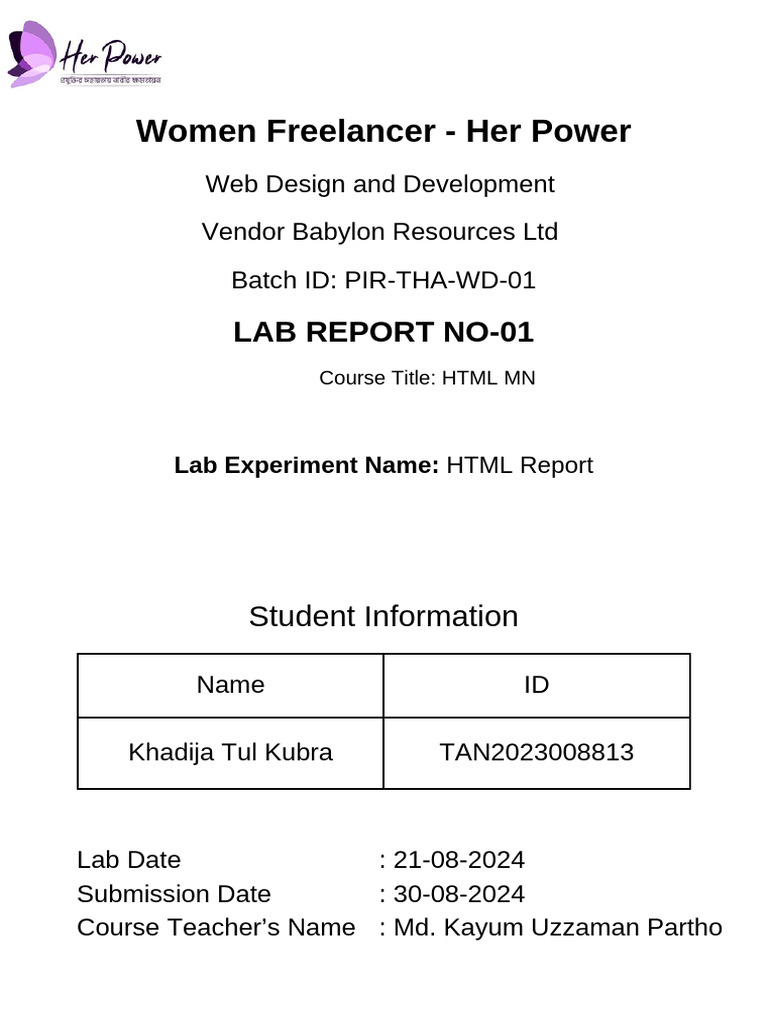 HTML Lab Report | PDF