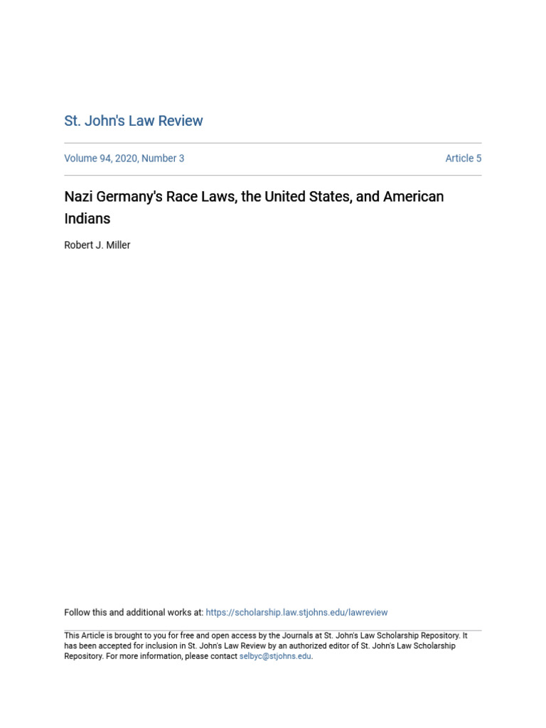 Nazi Germanys Race Laws The United States and American Indians | PDF