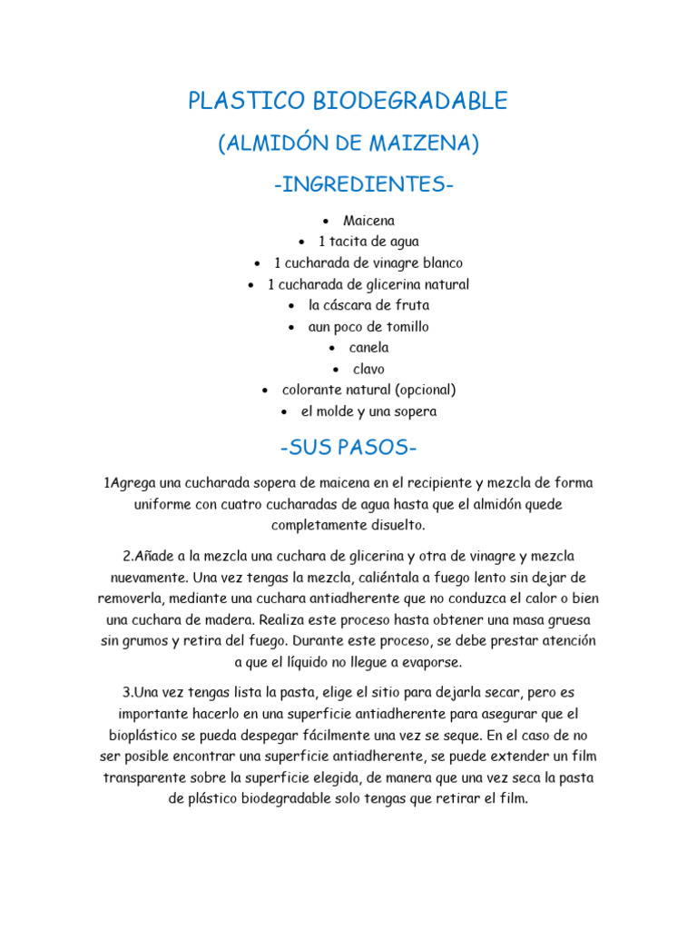 Plastico Biodegradable | PDF