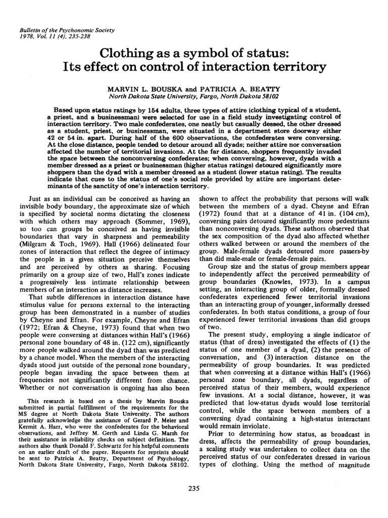 Clothing As A Symbol of Status | PDF