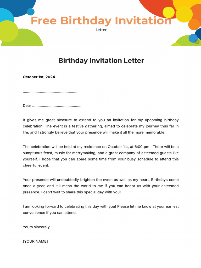 Birthday Party Invitations | PDF