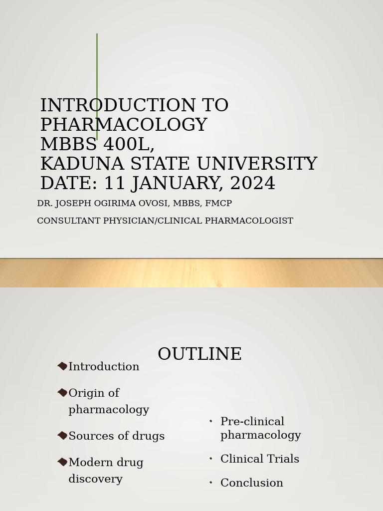 Mbbs Lecture - Introduction to Pharmacology | PDF