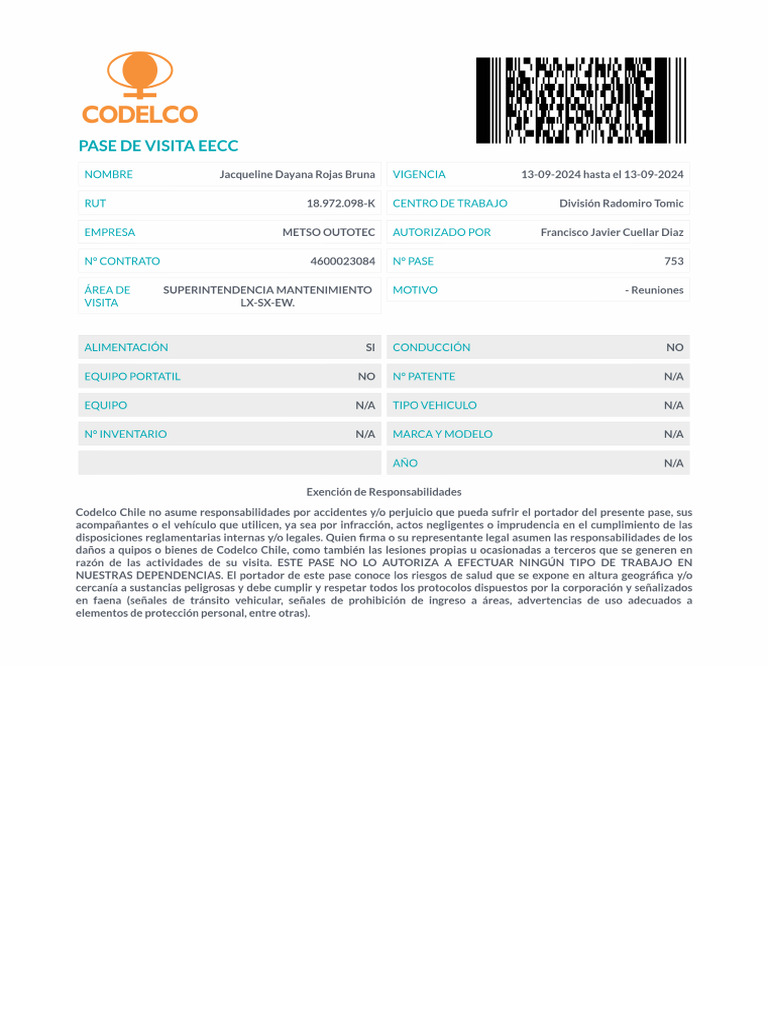 Pase Visita Eecc 753 | PDF