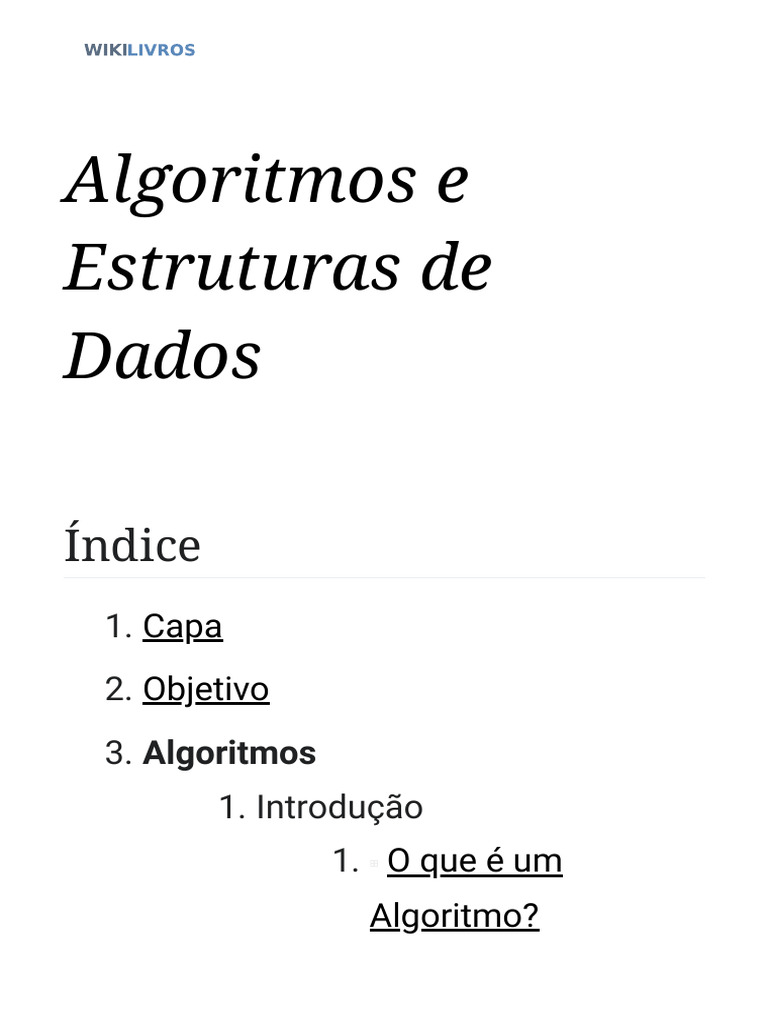 Algoritmos e Estruturas de Dados - Wikilivros | PDF