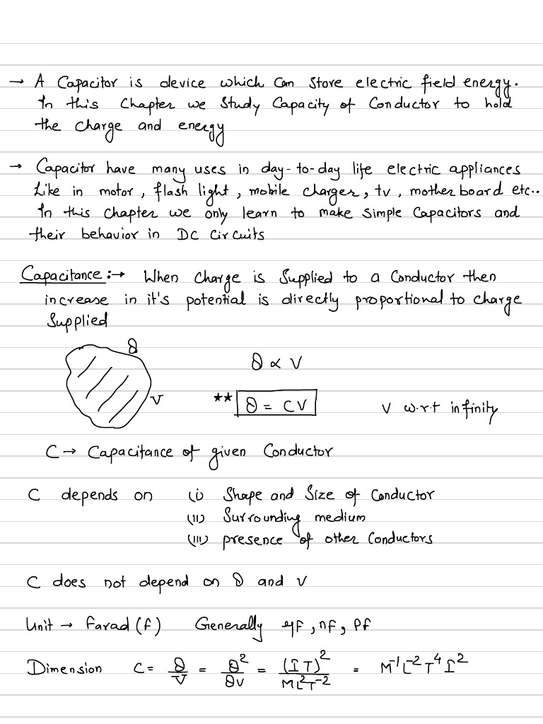 Capacitor JEENotes | PDF