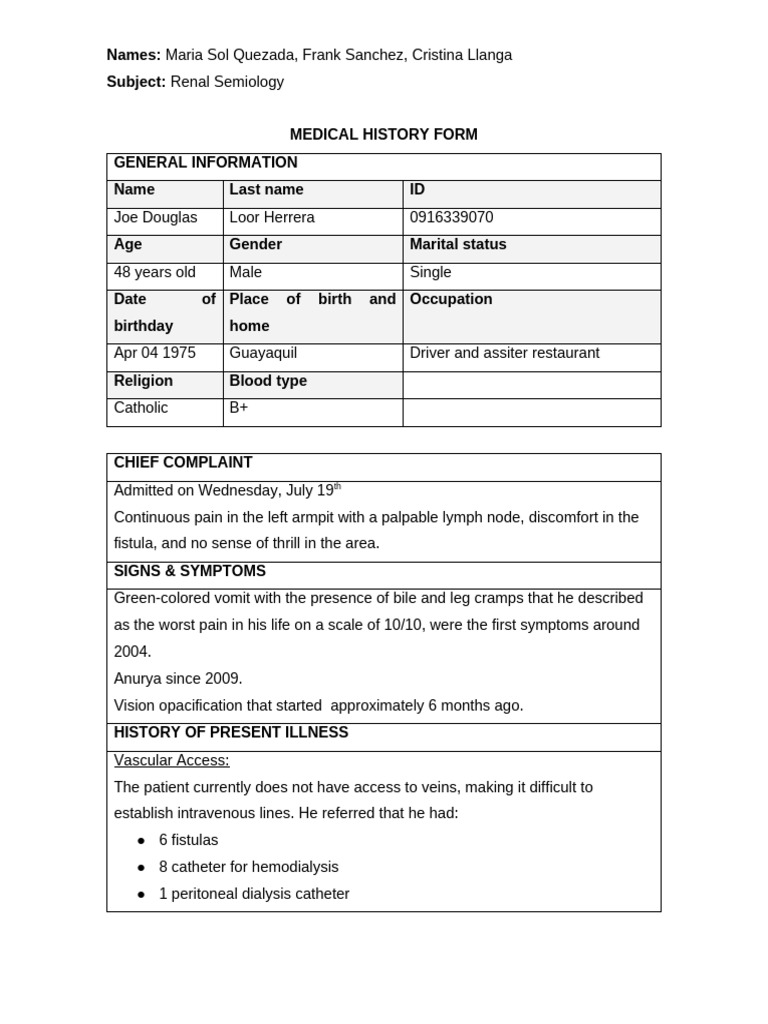 Medical History Form | PDF