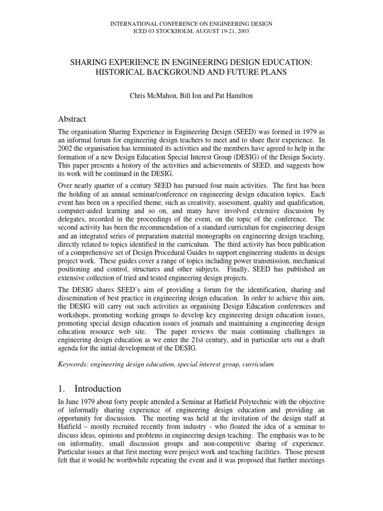 Engineering Design Education | PDF