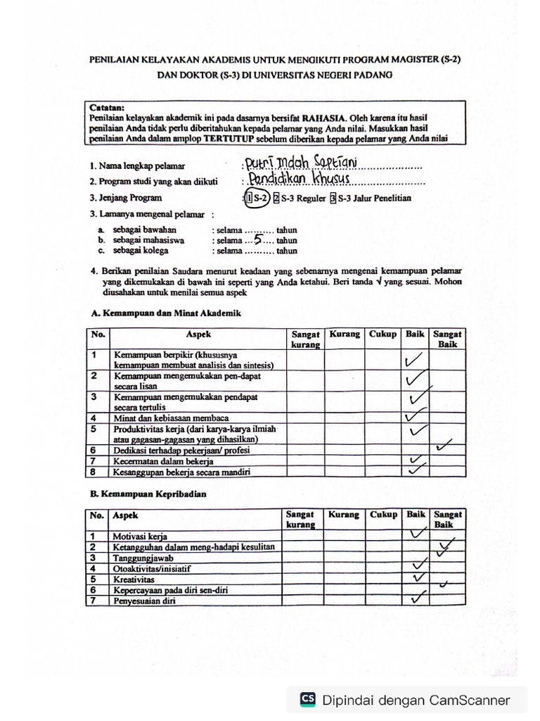 Surat - Rekomendasi - Putri Indah Septiani | PDF