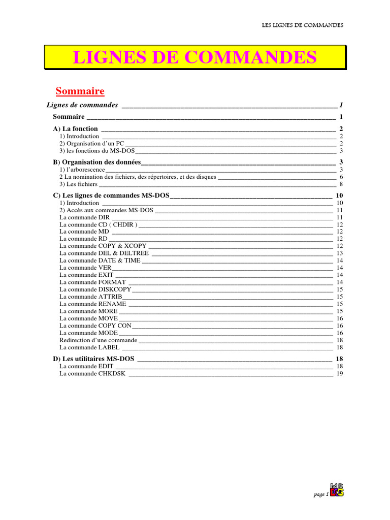 0047 Cours Commandes Ms Dos | PDF