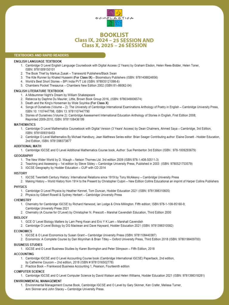Class IX-X - 2024-25 | PDF