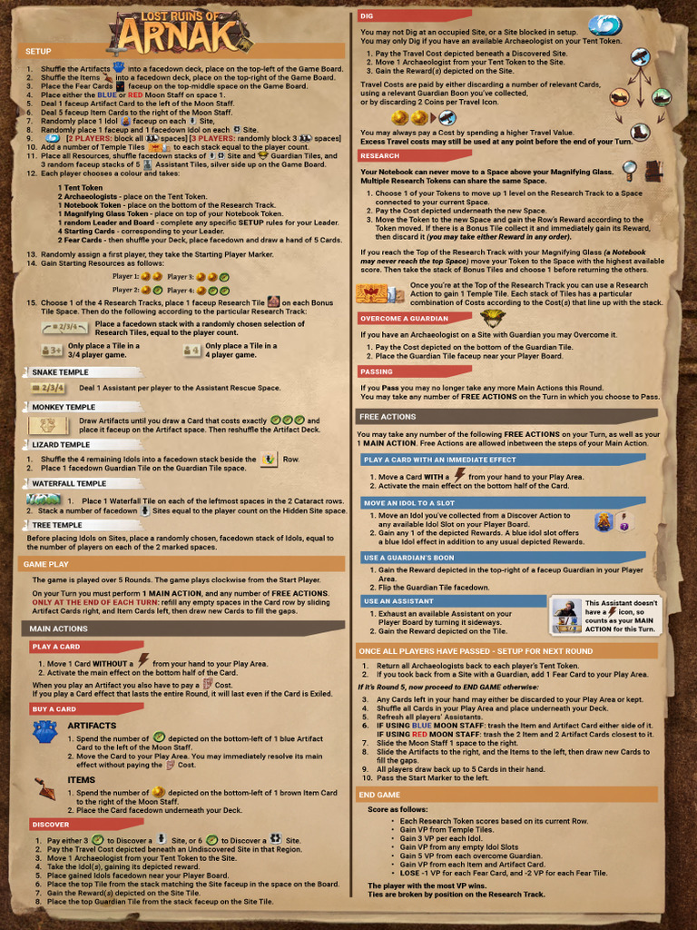 ACTION ANDY - ARNAK With Both Expansions Complete Compact Rules V1 | PDF