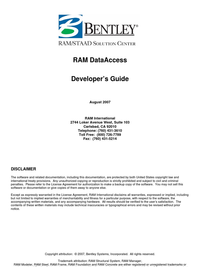 RAM Data Access Developers Guide | PDF | Object (Computer Science ...