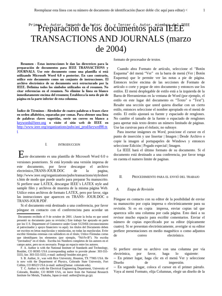 Guía IEEE para Documentos en Word | PDF