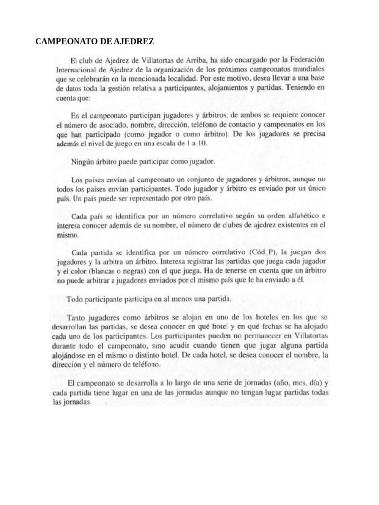 Tarea 4 Campeonatos de Ajedrez | PDF