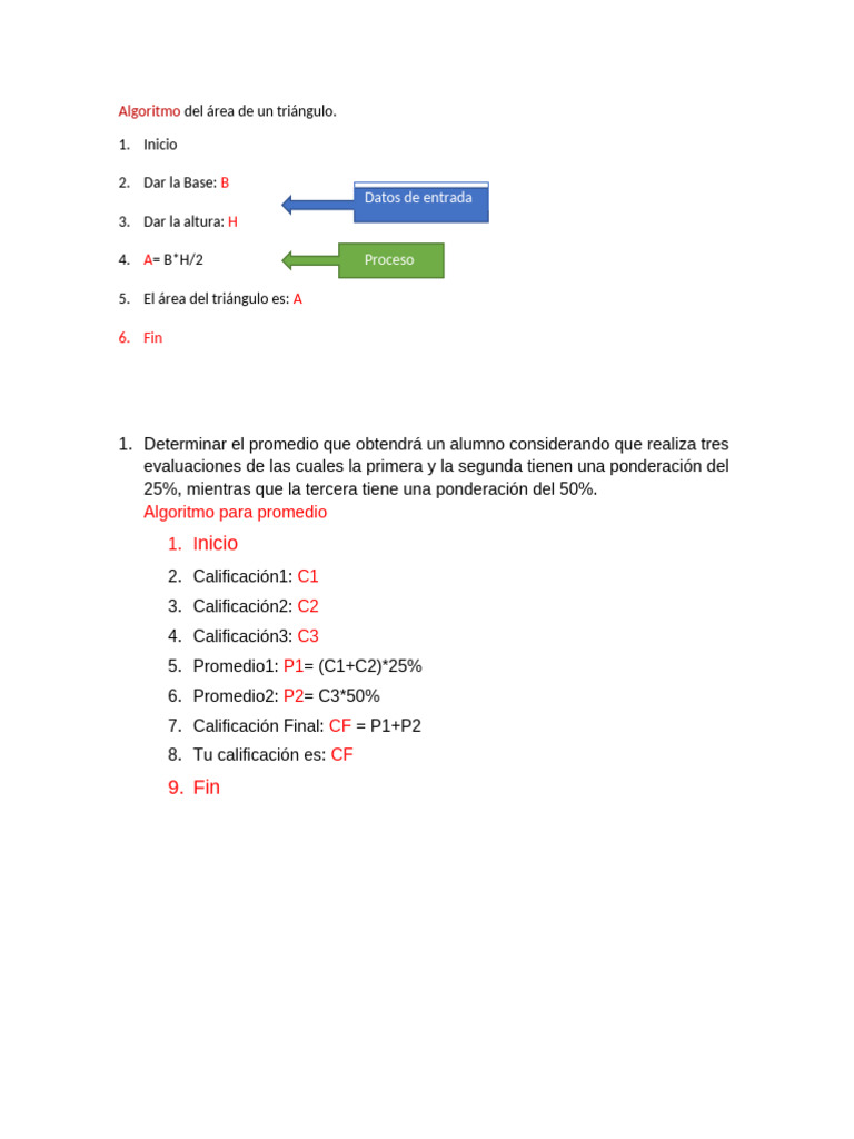 Algoritmo Del Área de Un Triángulo | PDF