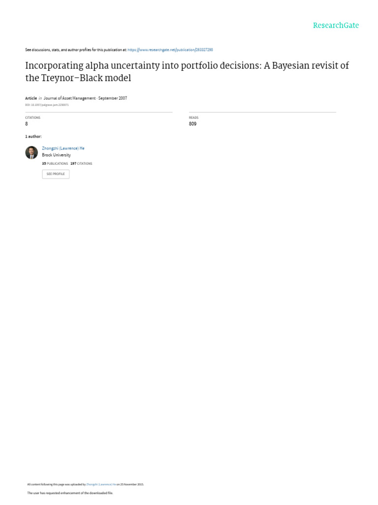 Incorporating Alpha Uncertainty Into Portfolio Decisions: A Bayesian ...