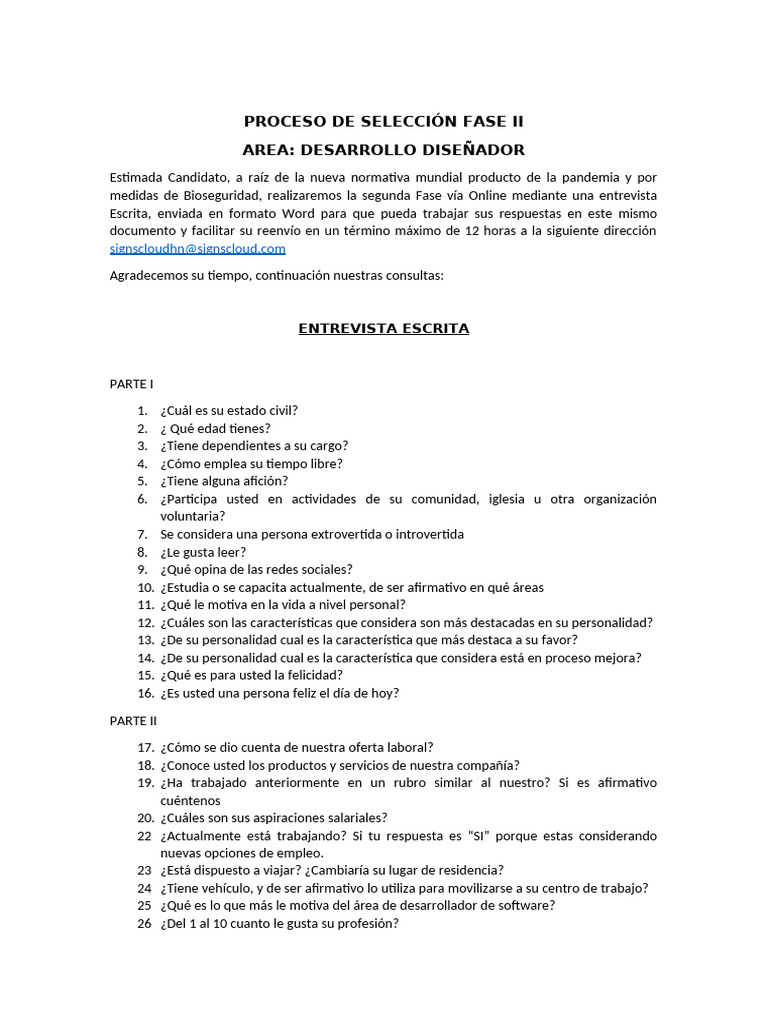 Entrevista Escrita DESARROLLADOR Frontend | PDF