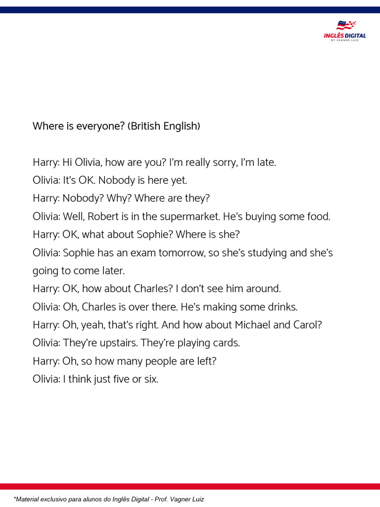 DIALOGUE+04+ +Where+is+Everyone+ (British+English) | PDF