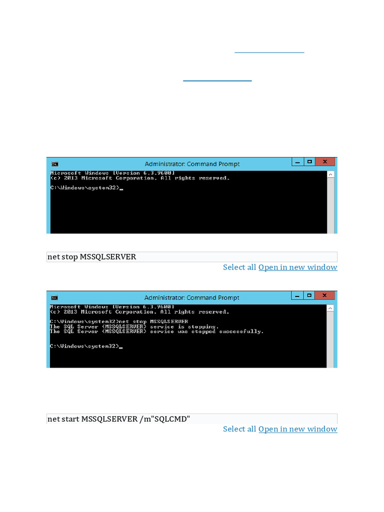 Microsoft SQL Server How To Launch in Single-User Mode | PDF