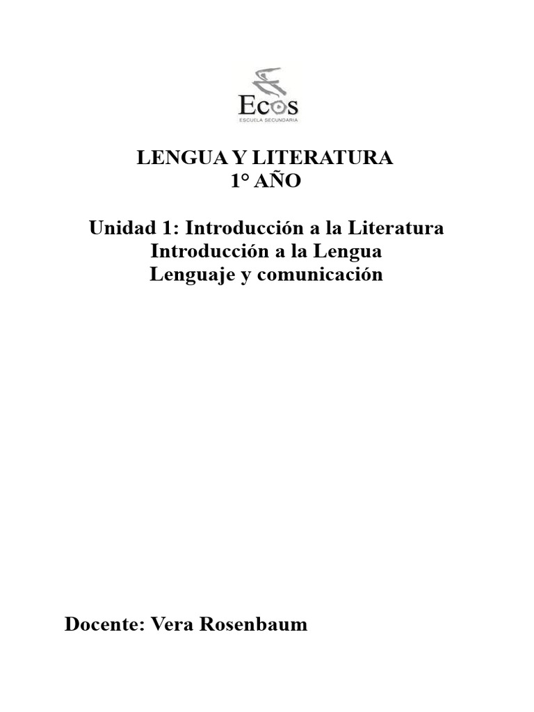 Guía LyL 1° Unidad 1 | PDF
