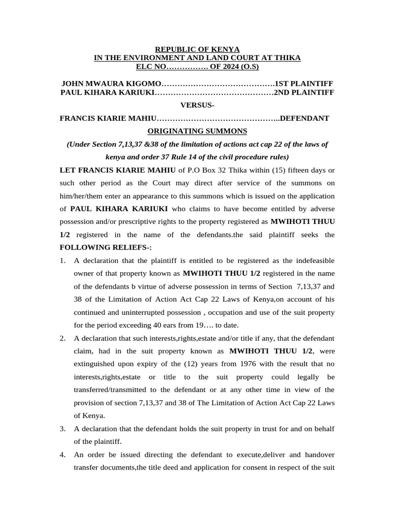 Adverse Possesion Application Final Filing.2nd.5555 | PDF