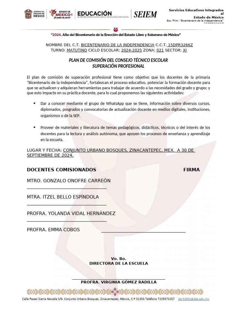 Plan Comisión Superación Profesional 24-25-074124 | PDF | Enseñando | Modificación de comportamiento