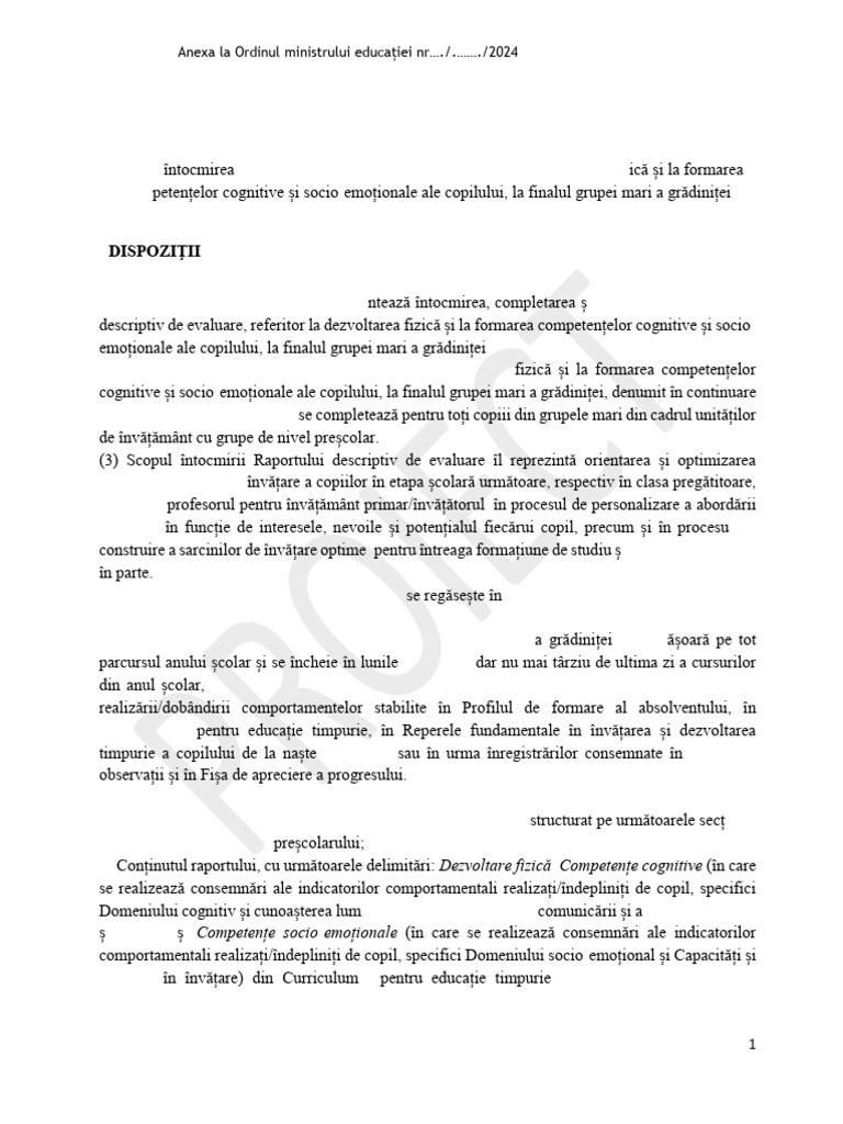 Proiect Metodologie Raport Evaluare Gradinita | PDF