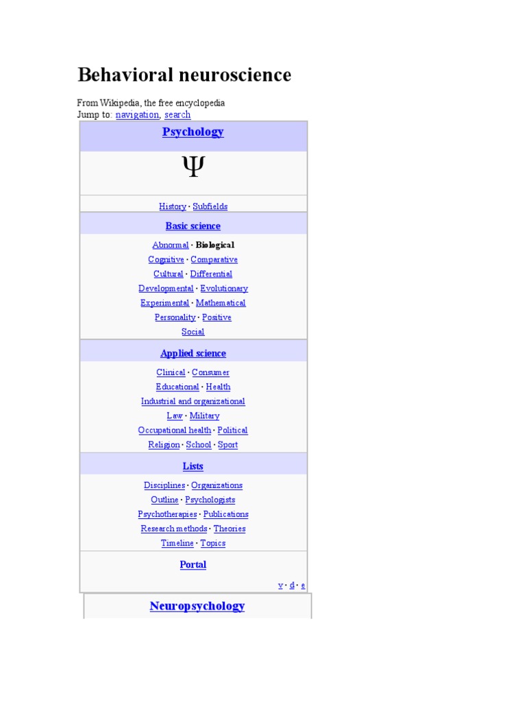 Behavioral Neuroscience | PDF | Behavioral Neuroscience | Biology