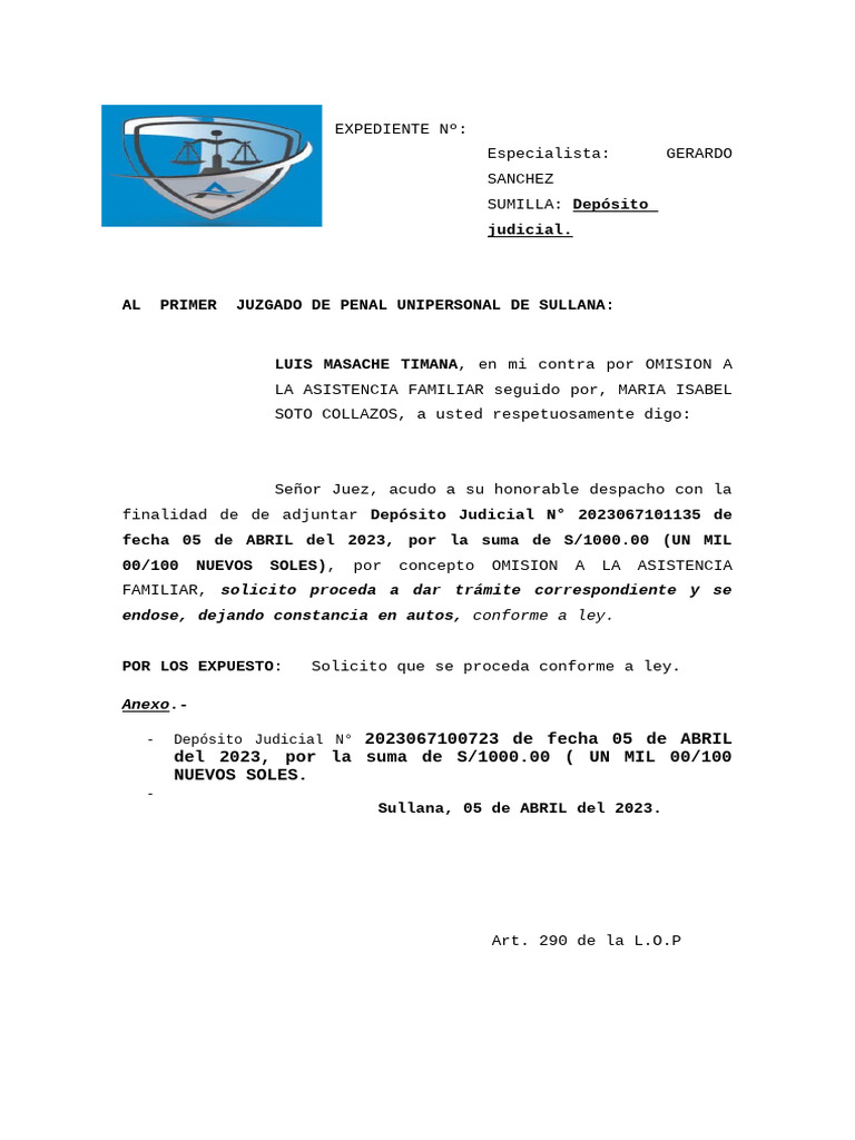 Deposito Masache | PDF