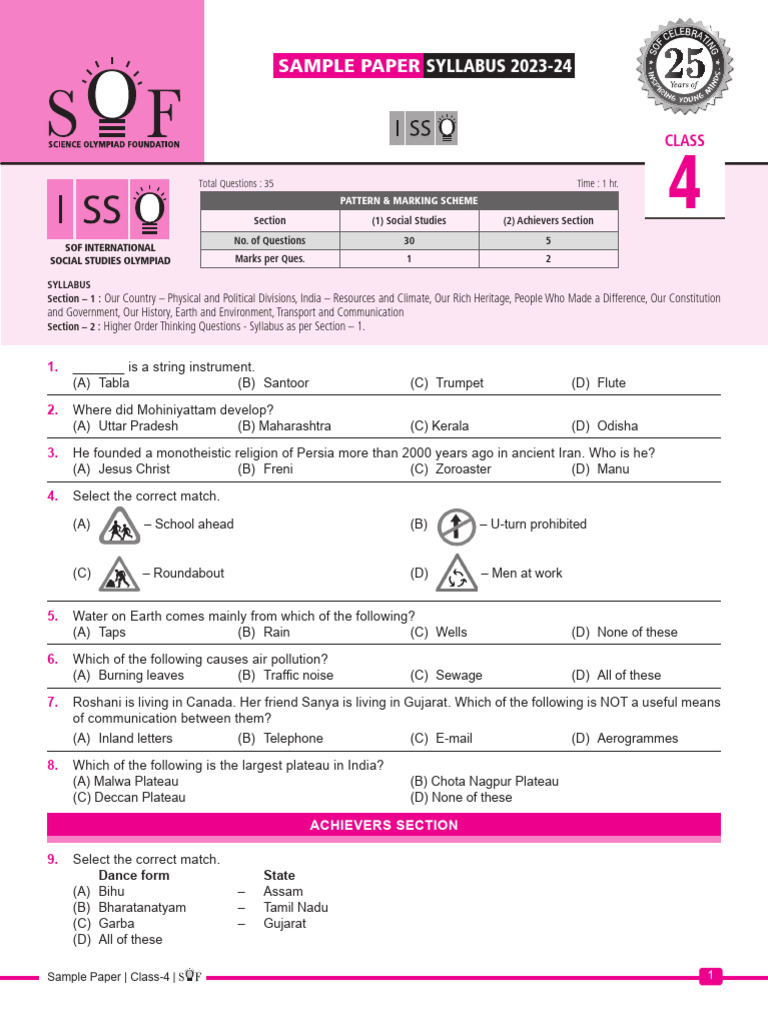 Isso Sample Paper Class-4 | PDF