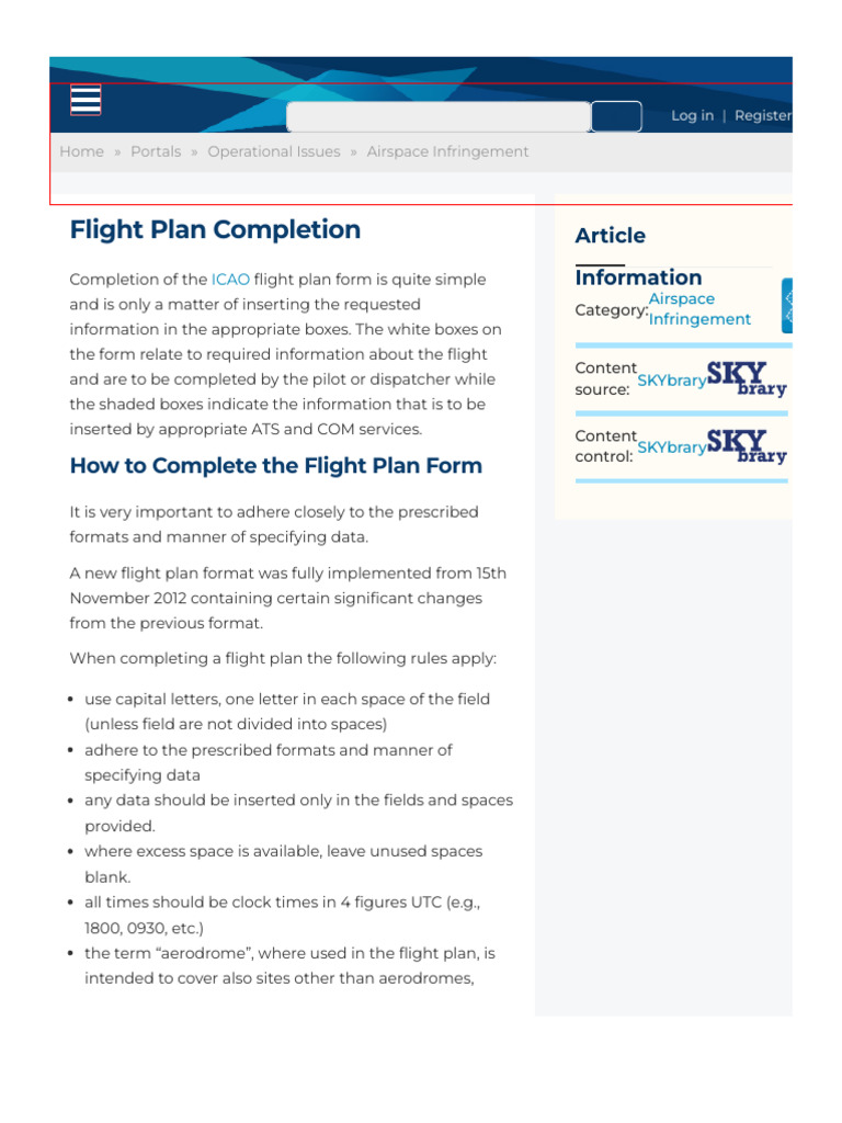 Flight Plan Completion | SKYbrary Aviation Safety | PDF
