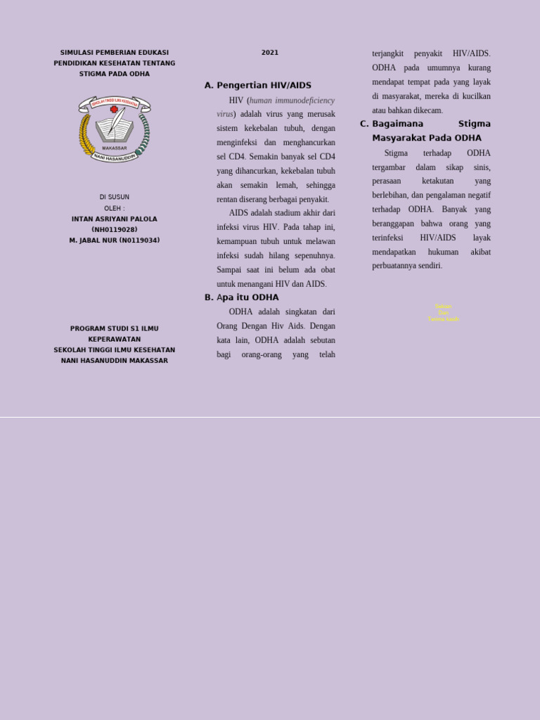 Leaflet Stigma ODHA | PDF