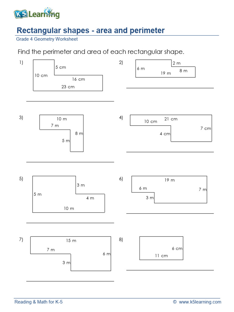 Grade 4 Geometry Rectangular Shapes Area Perimeter F | PDF
