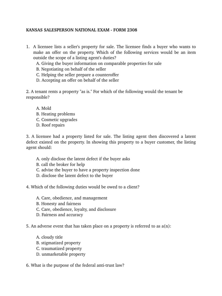 Real Estate Preview Test | PDF