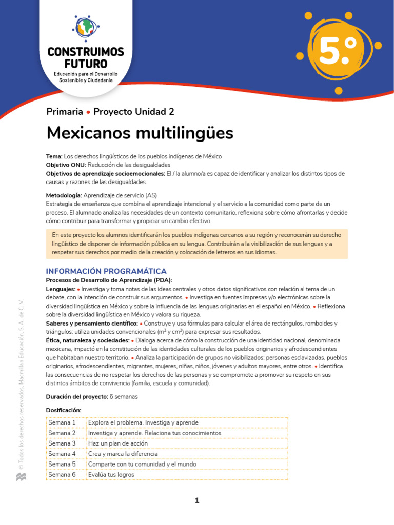 IPPC 5 U2 Proyecto Mexicanos Multilingues | PDF | México | Aprendizaje