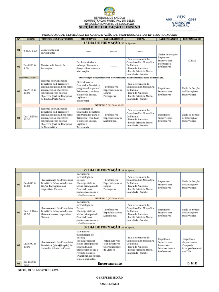 PROGRAMAS DE FORMAÇÃO 2024 | PDF