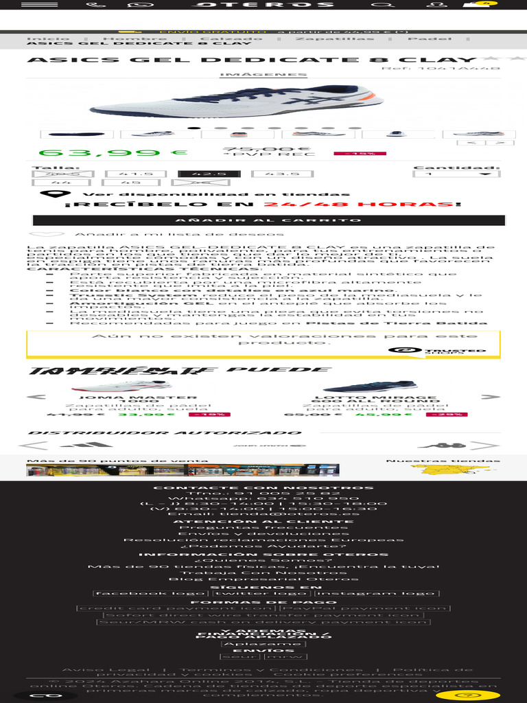 ASICS GEL DEDICATE 8 CLAY - Oteros | PDF | Zapato | Ropa