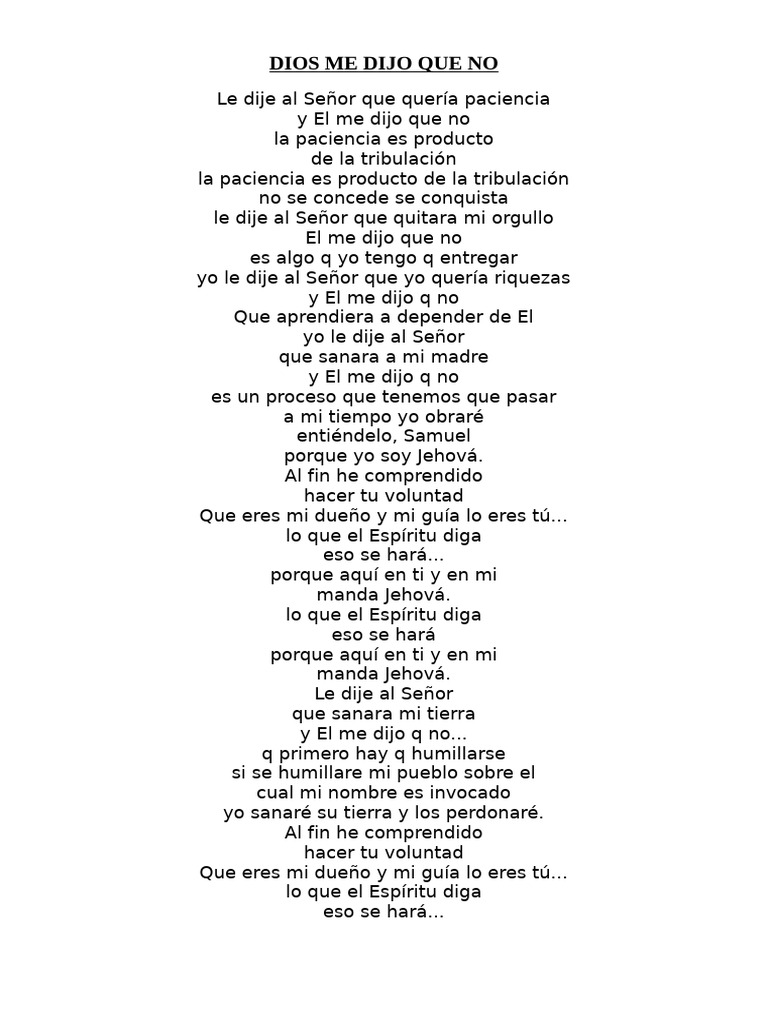 Dios Me Dijo Que No | PDF